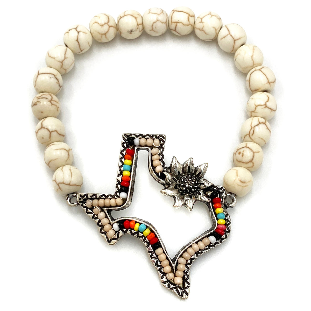 Texas Seed Bead Flower Southwestern Bohemian Stretch Bracelet – Lunar Deer