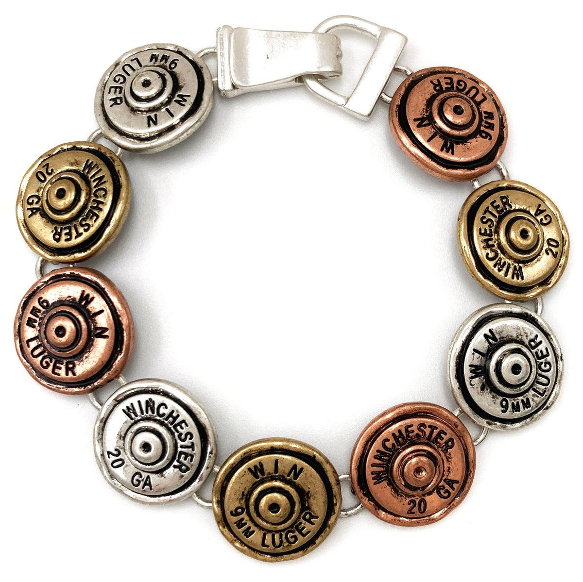 Bullet Bottom Shells Winchester 20 GA 9mm Luger Link Bracelet – Lunar Deer